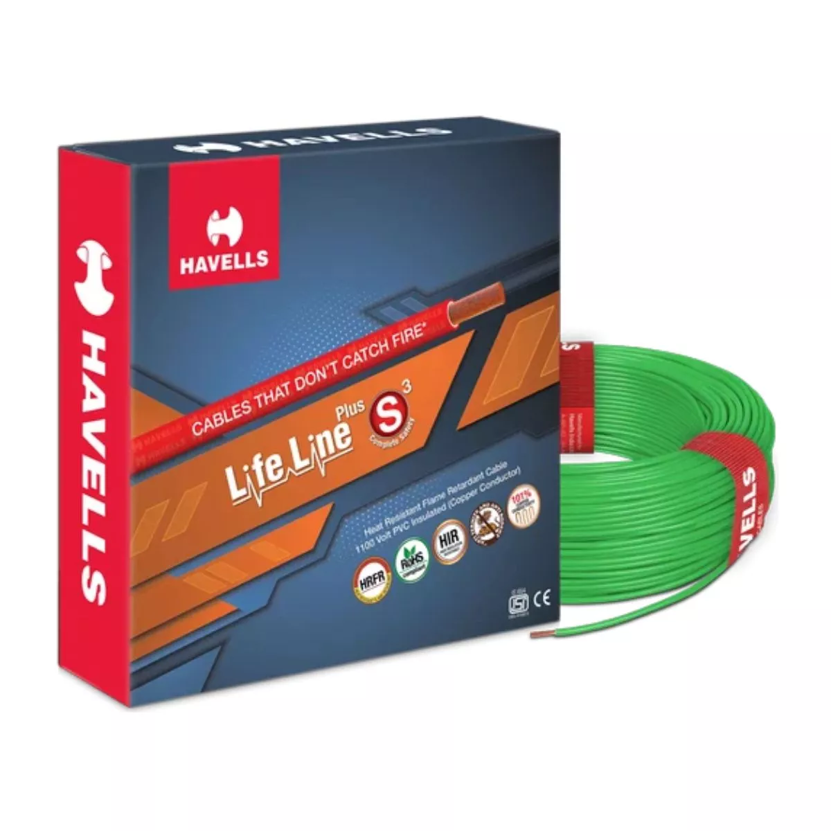 Havells Life Line Plus Wire HRFR 2.5mm 90m Green - ElectricBasket